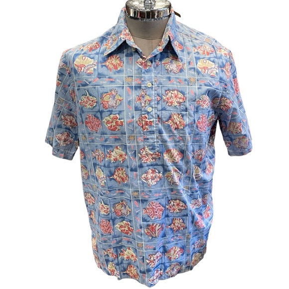 reyn spooner | Shirts | Vintage Reyn Spooner Blue Fish Pattern Hawaiian ...